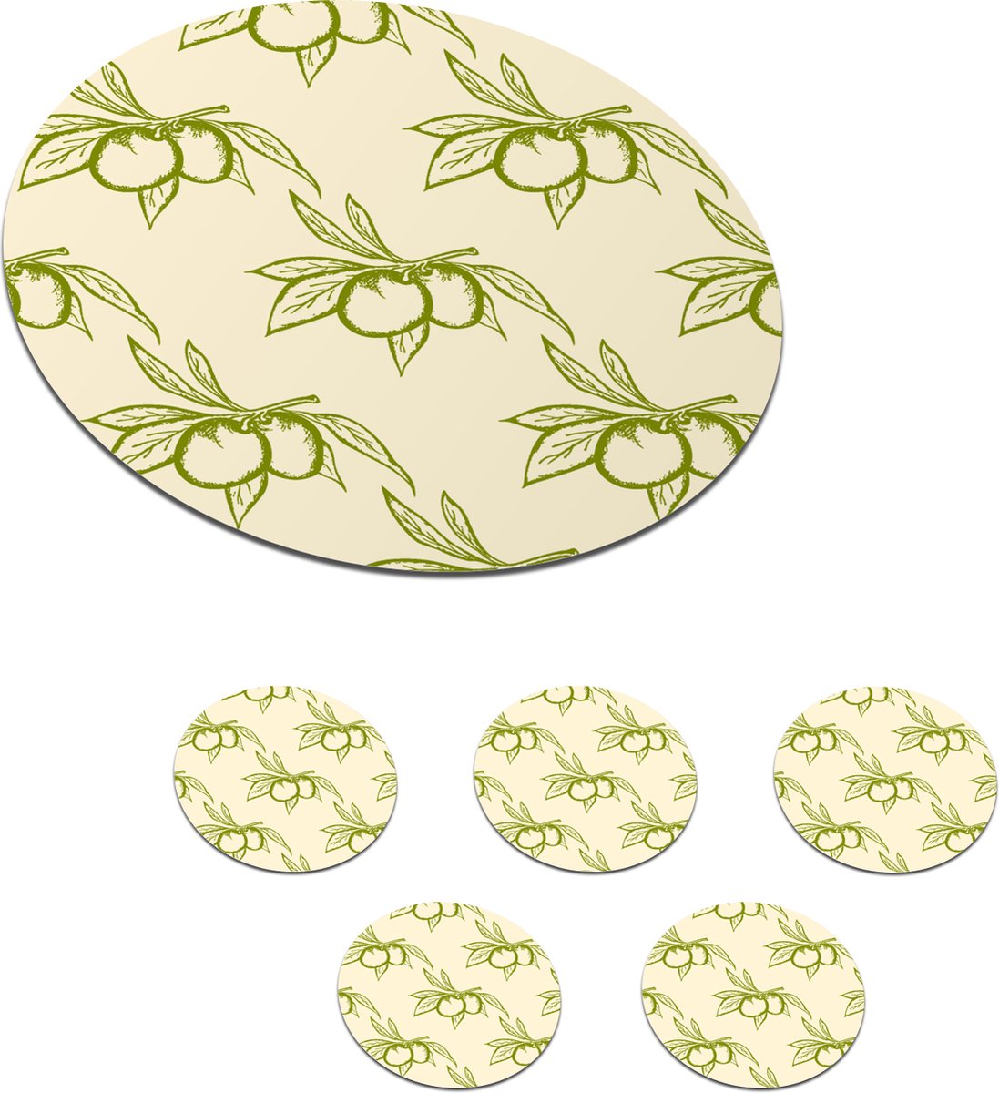 Onderzetters voor glazen - Rond - Olijf - Patronen - Vegan - Tak ...
