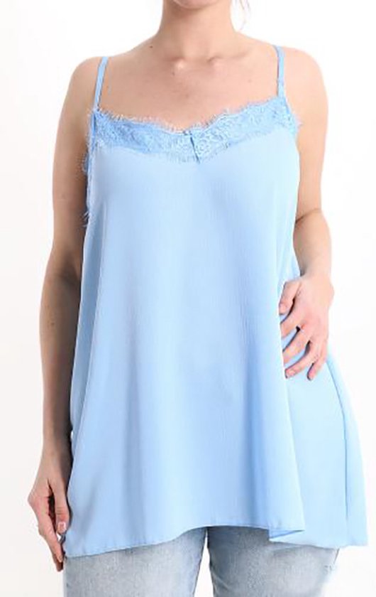 Luchtige zomer tang, spaghetti bandjes, zomer top in kleur LICHT BLAUW ...