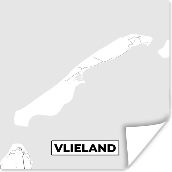 Poster Plattegrond - Eiland - Kaart - Stadskaart - Vlieland - 100x100 ...