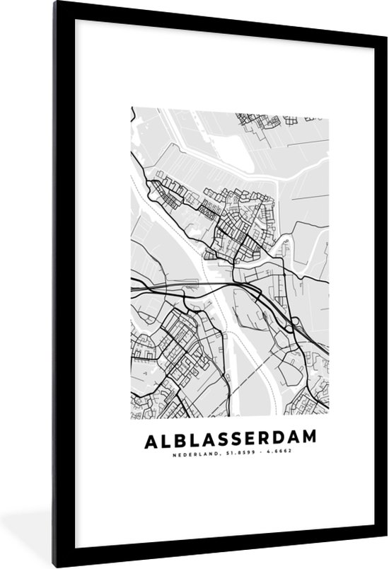 Fotolijst incl. Poster - Plattegrond - Kaart - Alblasserdam ...