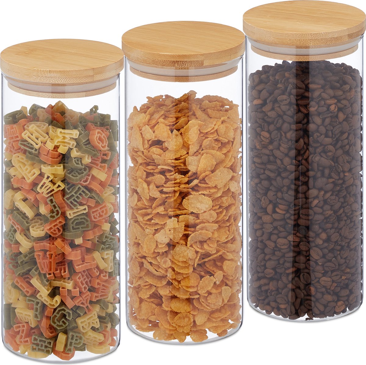 Relaxdays voorraadpotten glas met deksel - opbergpotten luchtdicht ...