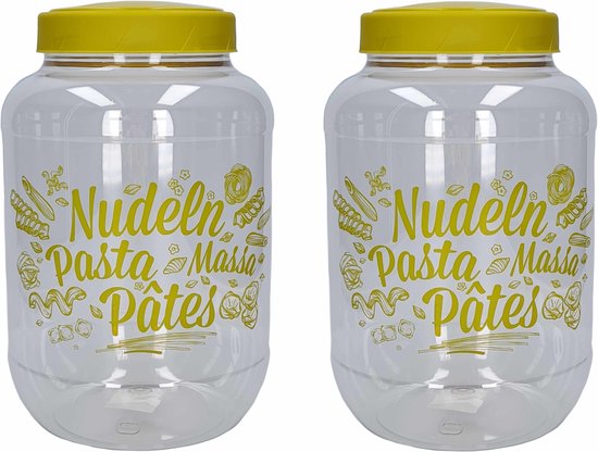2x stuks pasta voorraadpot/bewaarpot groene deksel 3700 ml kunststof ...
