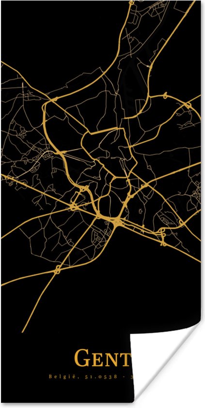 Poster Gent - Kaart - Goud - 75x150 cm | bol