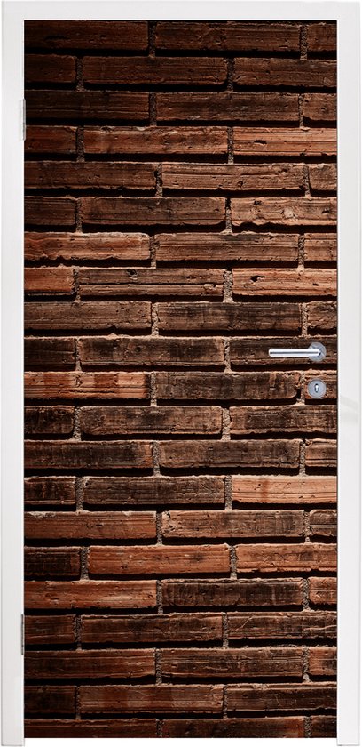 Deursticker Bakstenen - Bruin - Muur - 95x235 cm - Deurposter | bol.com