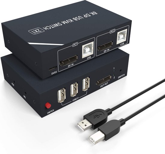 KVM Displayport 8K DP 1.4 USB-switch, 8K USB Displayport-switcher met ...
