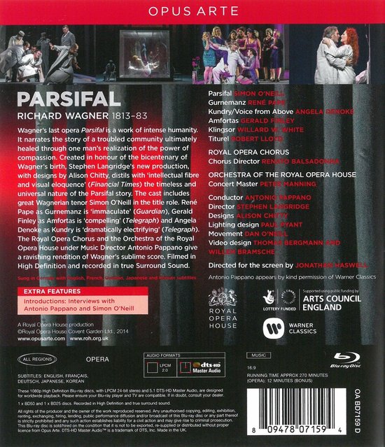 Royal Opera House - Parsifal (2 Blu-ray), Royal Opera House | Muziek | bol