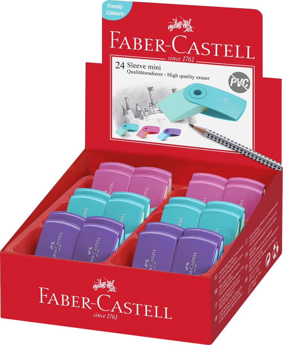 Faber-Castell gum mini Pearl - display 24 stuks - 3 kleuren - FC-182415 ...