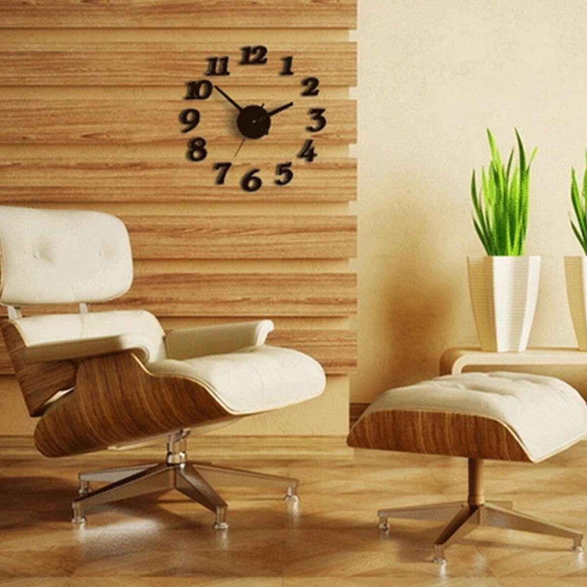 Moderne Zwarte Wandklok met losse Cijfers - Sticker 3D klok- Doe het ...