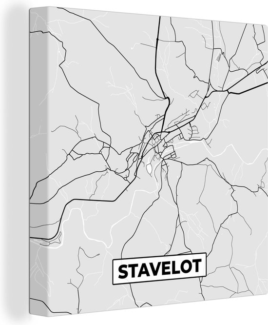 Toile Peinture City Map - Zwart Wit - Carte - Stavelot - België - Carte ...