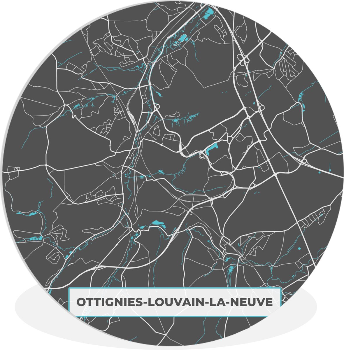 Wall Circle - Wall Circle Indoor - City Map - Grijs - Map - Ottignies ...