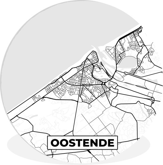 Wall Circle - Wall Circle Inside - België - Ostende - City Map - Plan - Zwart Wit -... | bol.com