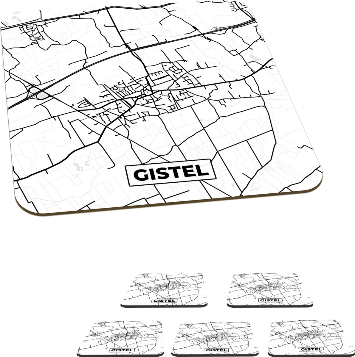Onderzetters voor glazen - Plattegrond – Gistel – Zwart Wit ...