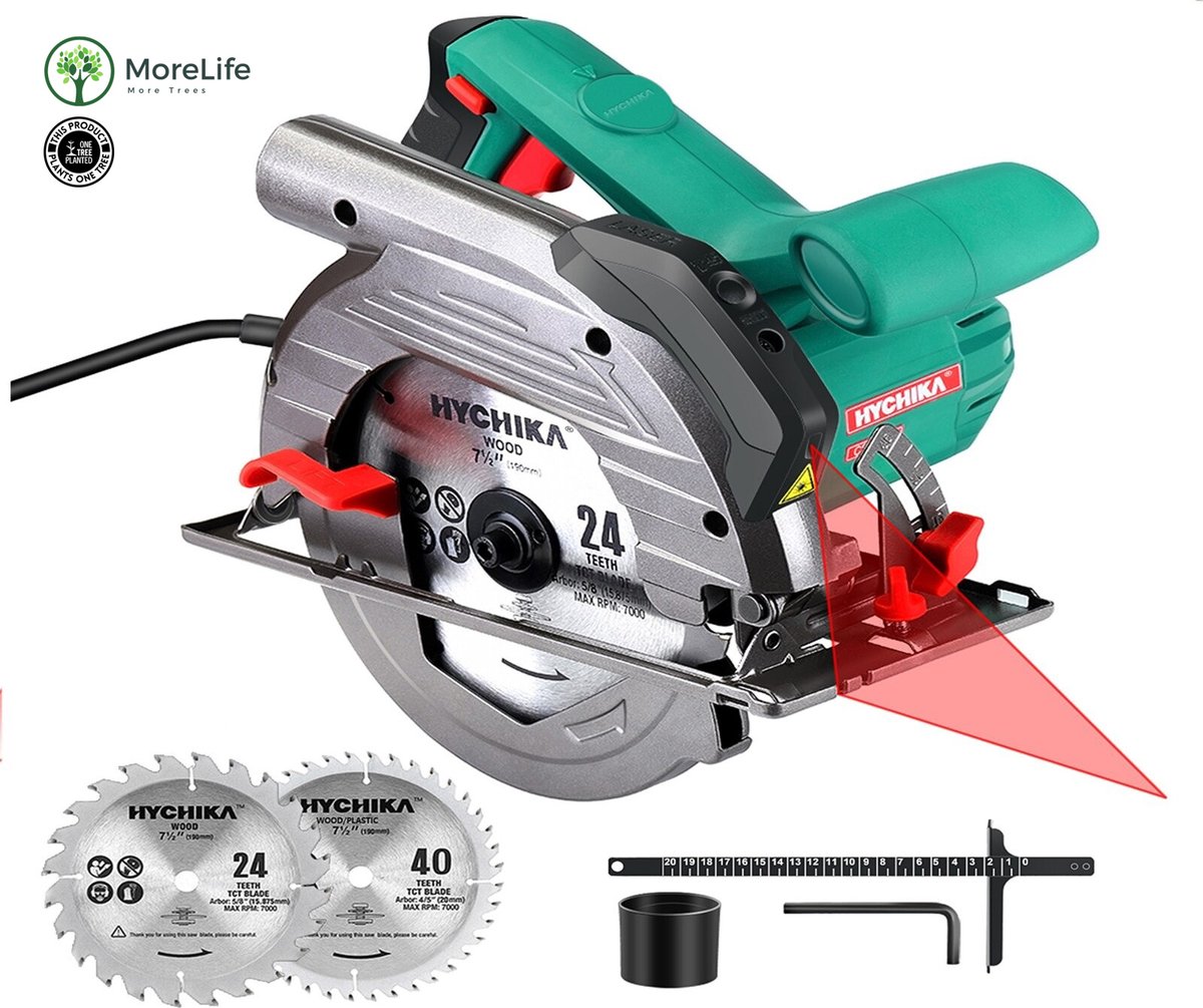 MoreLife Circkelzaag met geïntegreerde laser - Hand Circkelzaag met ...