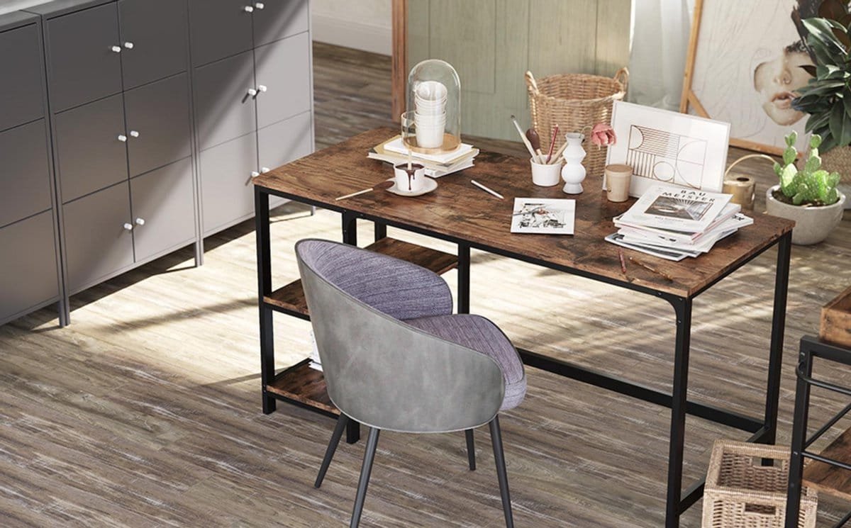 VASAGLE Bureau, computertafel, pc-tafel, bureautafel, met 2 planken aan ...