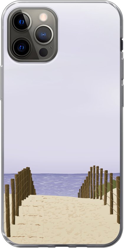 iPhone 13 Pro hoesje - tekening van een duinpad naar zee - Siliconen Telefoonhoesje | bol.com