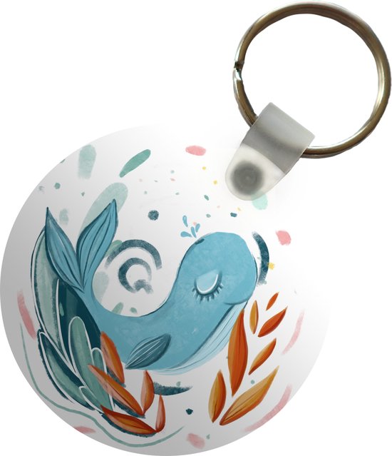 Sleutelhanger - Kleurrijke tekening van een walvis - Plastic - Rond ...