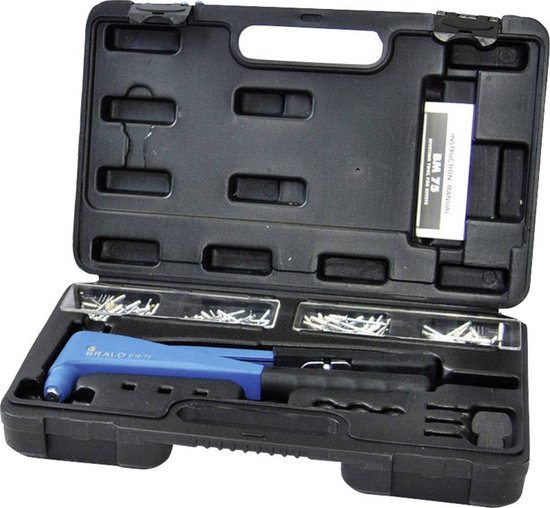 Bralo BM-75 Popnageltang met metalen koffer en assortiment aluminium/staal popnagels... | bol