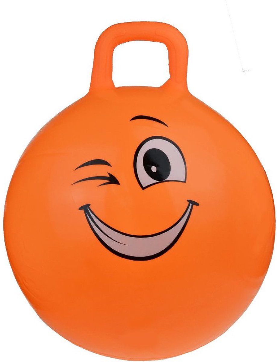 2x stuks skippyballen smiley voor kinderen oranje en blauw 45 cm ...