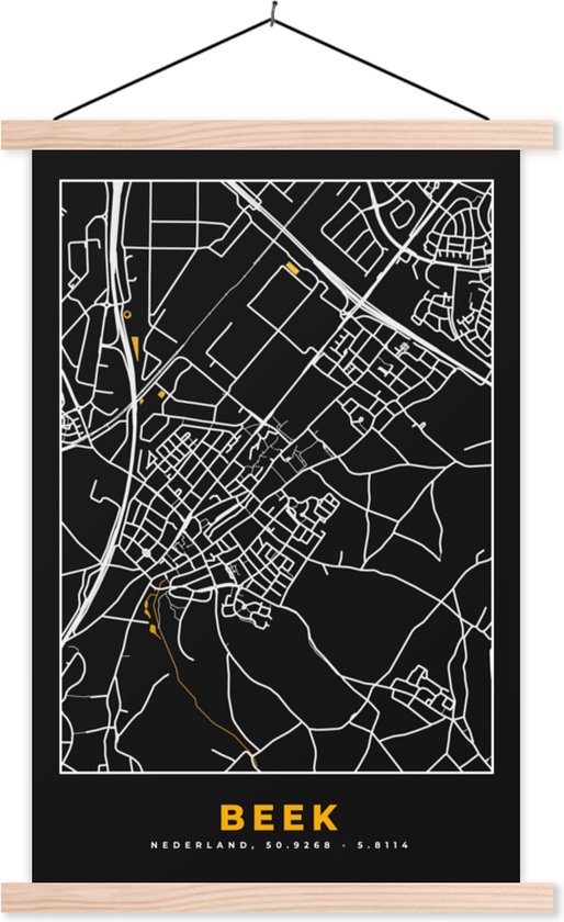 Posterhanger incl. Poster - Schoolplaat - Beek - Black and Gold - Stadskaart - Kaart -... | bol