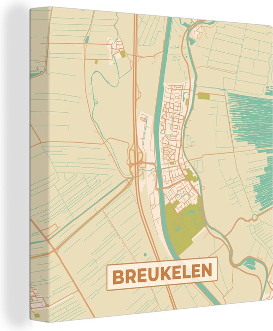 Canvas Schilderij Breukelen - Vintage - Stadskaart - Plattegrond ...