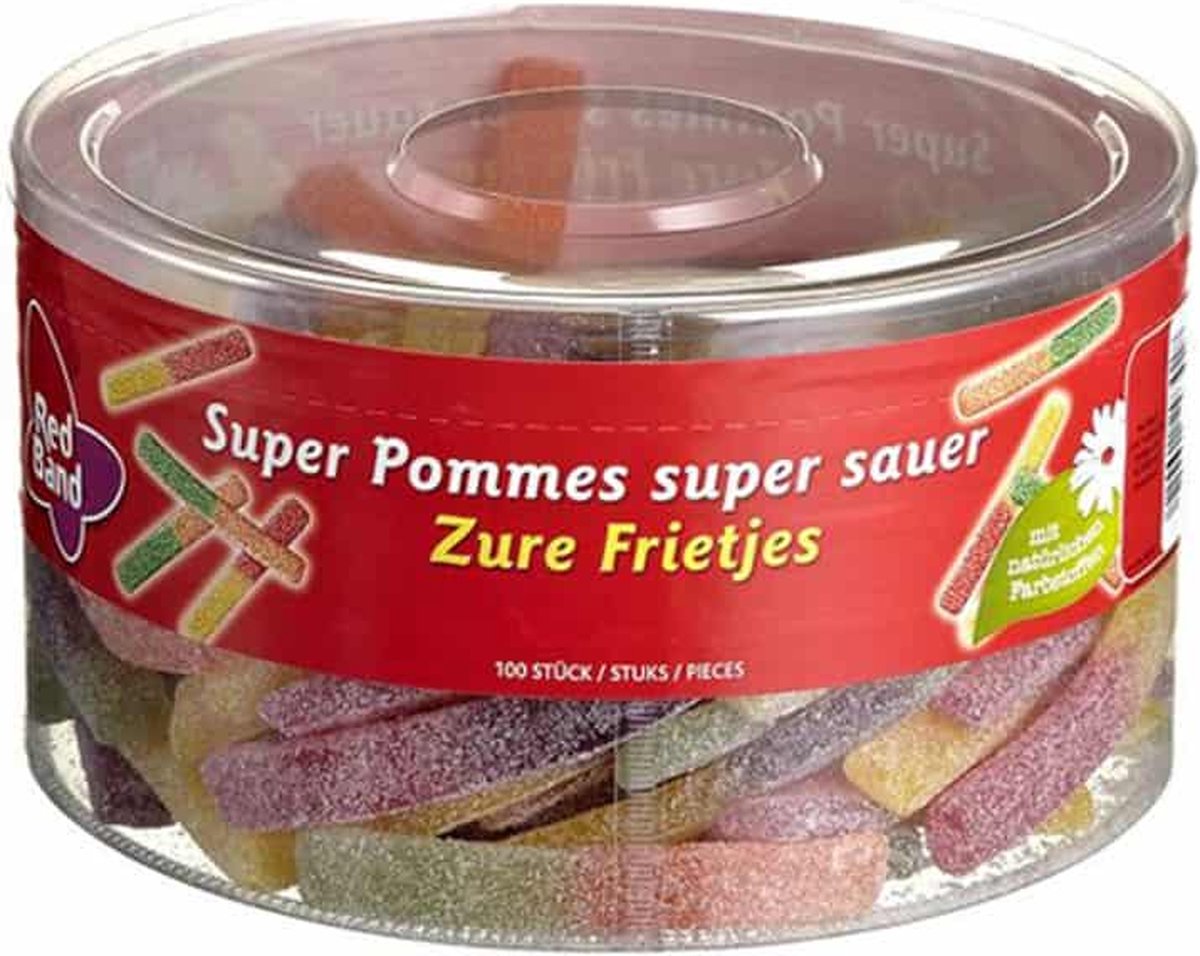 Red Band Zure Frieten 1 pot à 100 stuks - Zacht snoep - Zure winegums ...