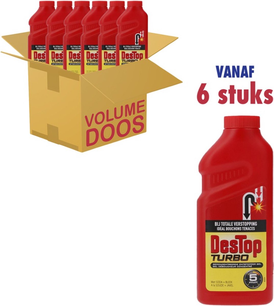 Destop Turbo Ontstopper in 5 minuten - 500ml x6 | bol.com
