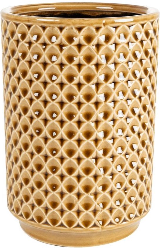 Hoge Pot Thies Mustard gele ronde bloempot voor binnen 14 cm | bol