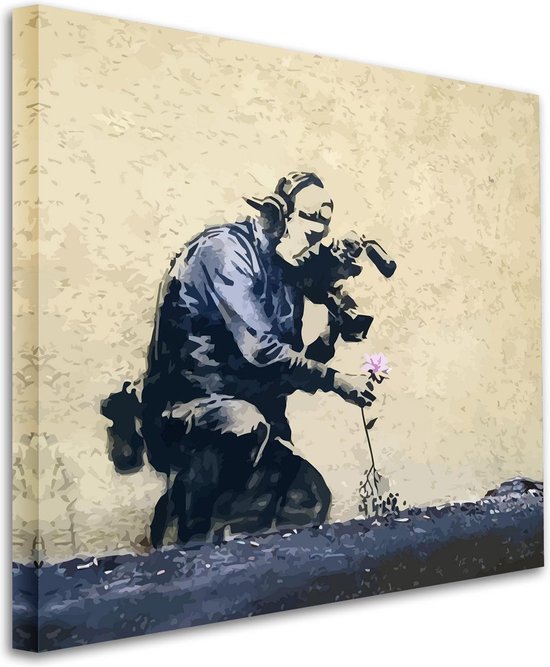 BANKSY Camera Man Filming Flower Sundance Festival Canvas Print | bol