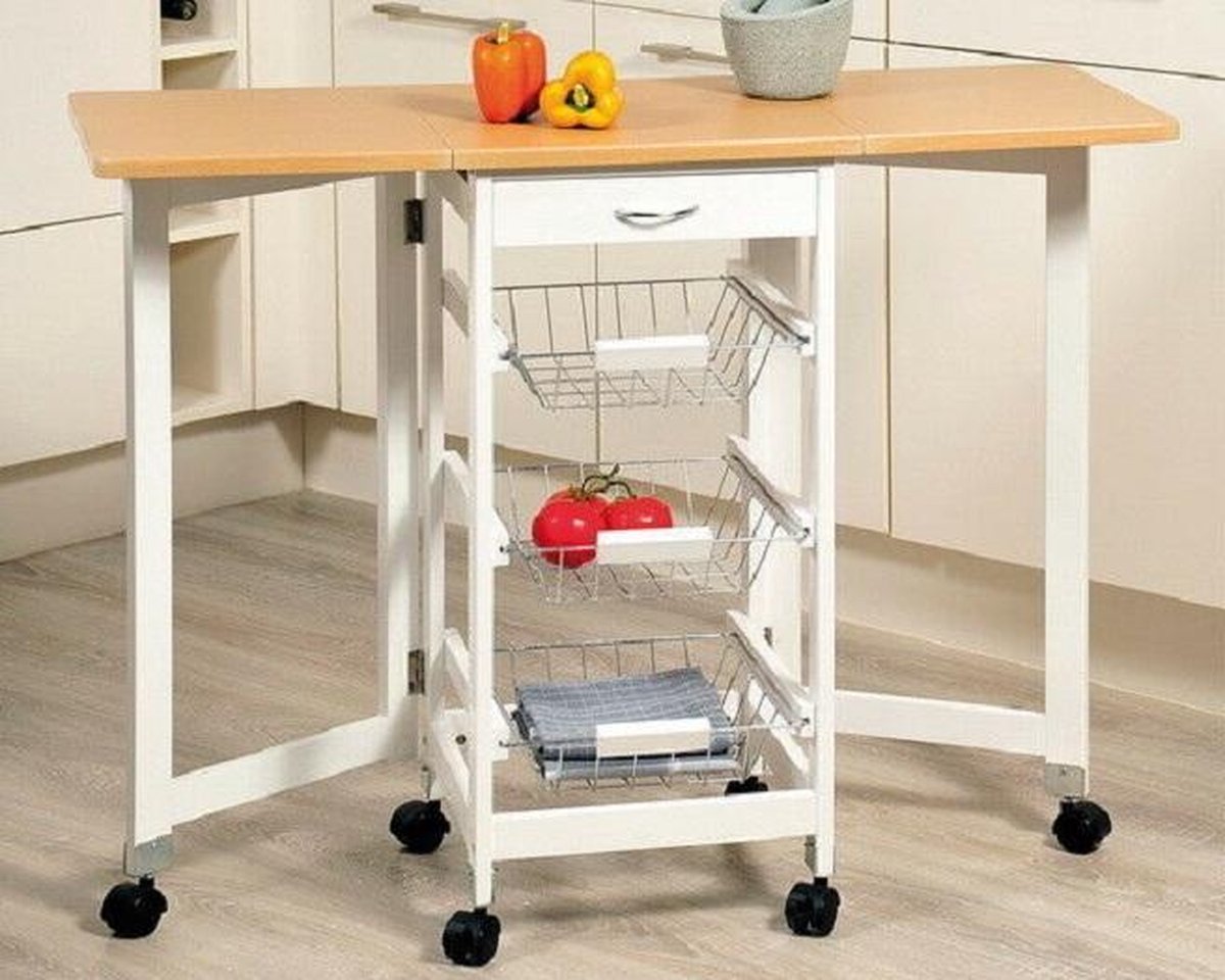 Keukentrolley op Wielen met Uitbreidbare bladen - 97x37x76 cm | bol.com