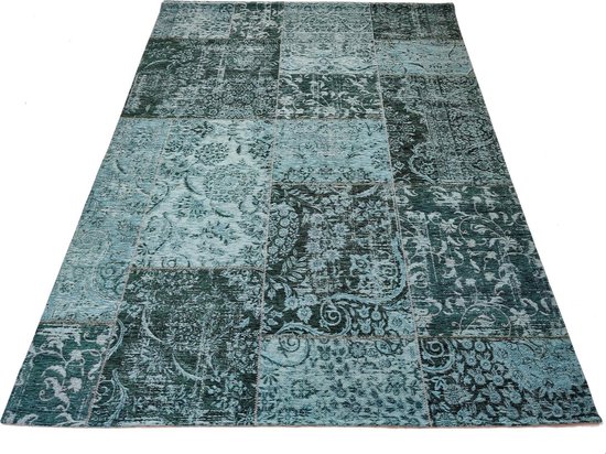 Flycarpets Patchwork Modern Vloerkleed Kleur: Turquoise - Afmeting: 120x170 cm | bol.com