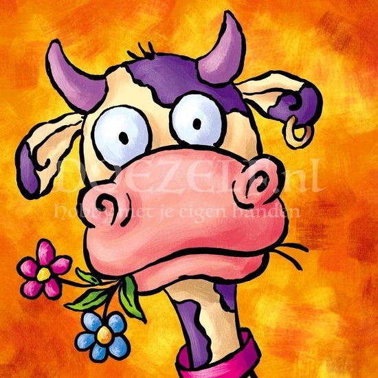 Diamond Painting Funny koe Diamond Painting 15x15cm. DP Volledige ...