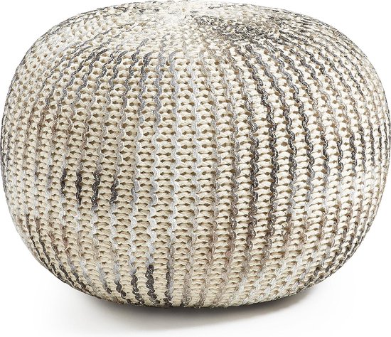 Kave Home - Shott poef wit en zilver Ø 45 cm | bol.com