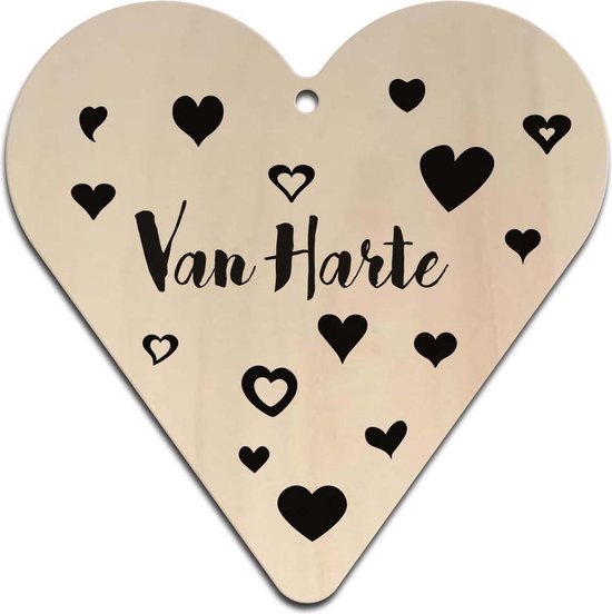 Van harte - Gift heart hout | bol.com