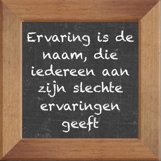 Wijsheden op krijtbord tegel over Overig met spreuk :Ervaring is de naam die iedereen... | bol
