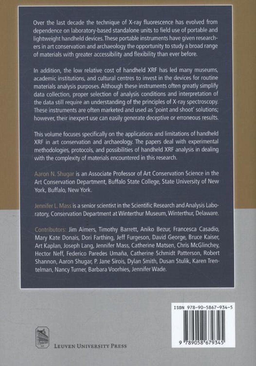 Handheld XRF for Art and Archaeology | 9789058679345 | Shugar, Aaron N ...