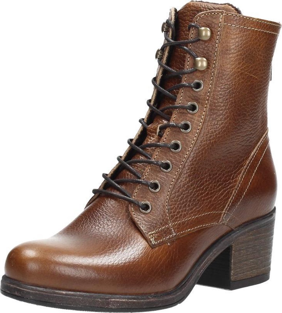 SUB55 Dames veterboots Veterschoenen Hak - cognac - Maat 41 | bol.com