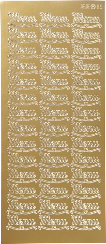 Stickers. menu. 10x23 cm. goud. 1 vel | bol