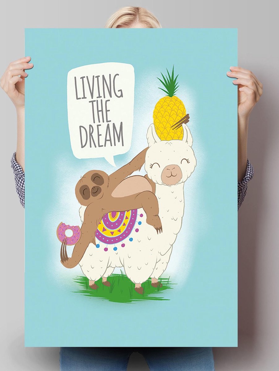 Poster Humor Luiaard en Lama 91,5x61 cm - Reinders | bol.com