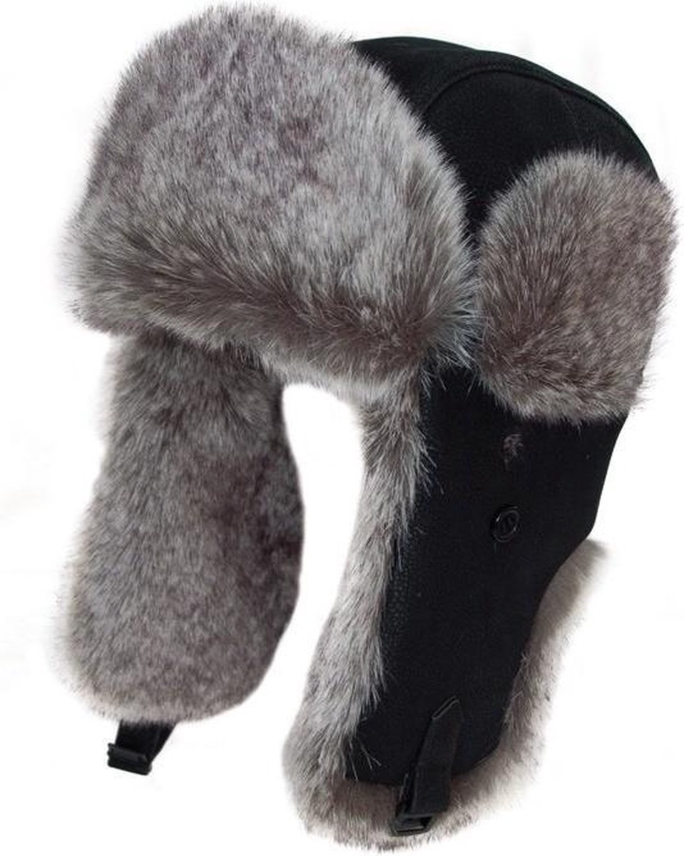 Russische muts zwart met nepbont en flappen voor volwassenen 60 cm | bol