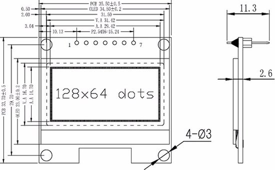 Oled 1.3inch IIC 128x64 Display 4Pin Wit op zwart | bol