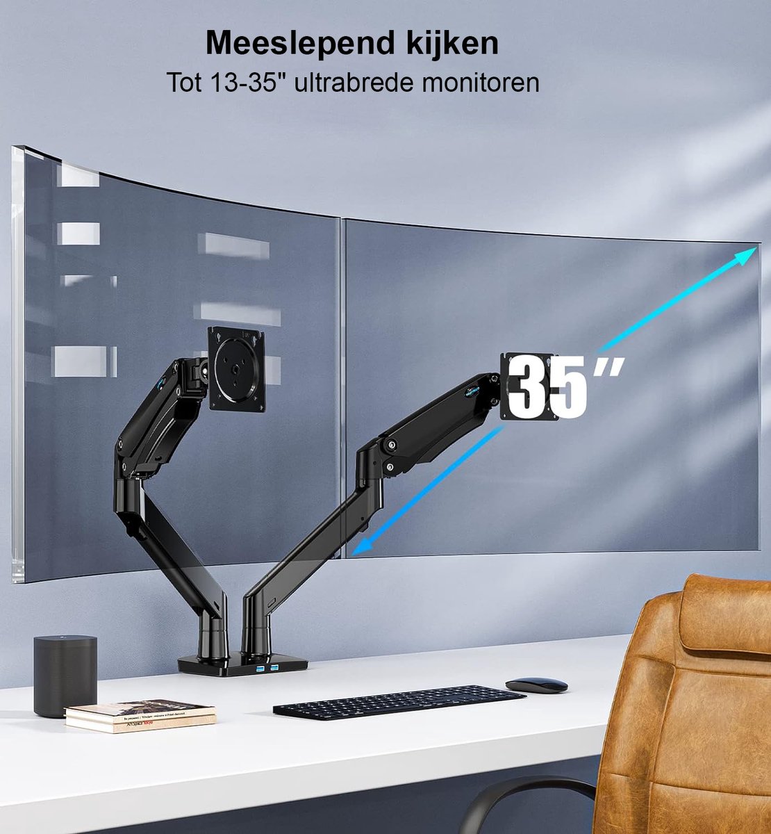 Verstelbare Dubbele Monitorarm - Bureau Montage - 15-32 inch Schermen ...