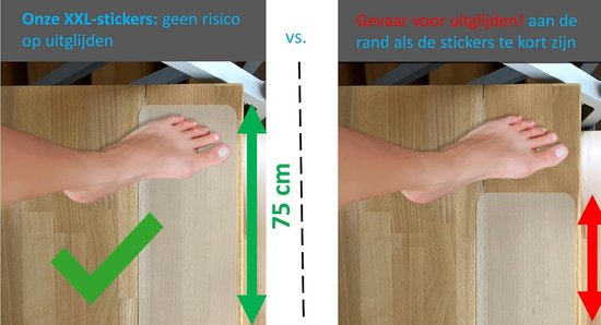 Antislip trapstickers, 18 x strepen XXL (75 x 12 cm) transparant, voor ...