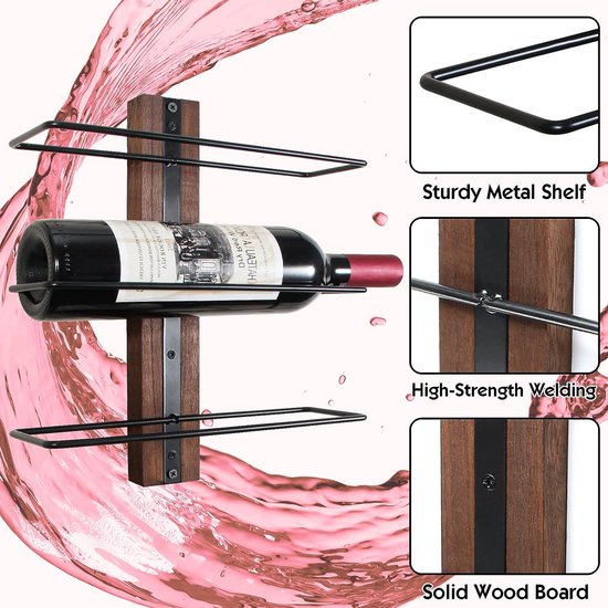 Wijnrek flessenrek, wijnrek muur voor 9 wijnflessen wijnrek muur hout ...