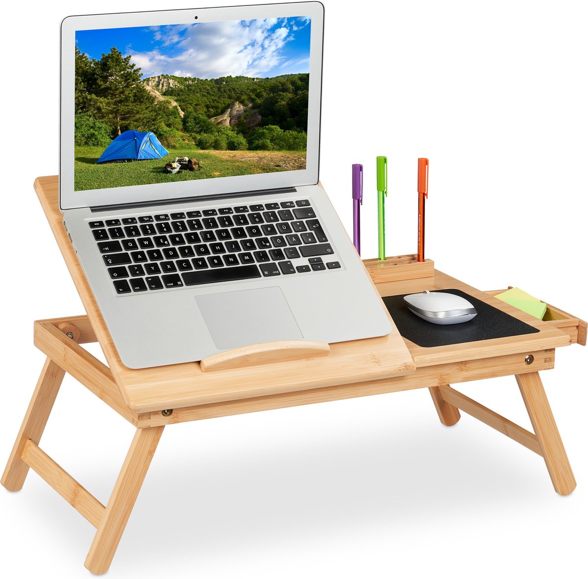 Relaxdays laptoptafel inklapbaar - schoottafel laptop - bamboe - met ...