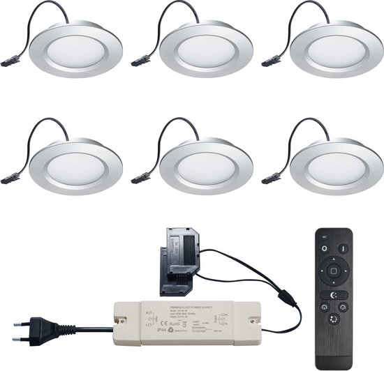 Ledisons Modena - Set met 6 zilveren LED inbouwspots en ...