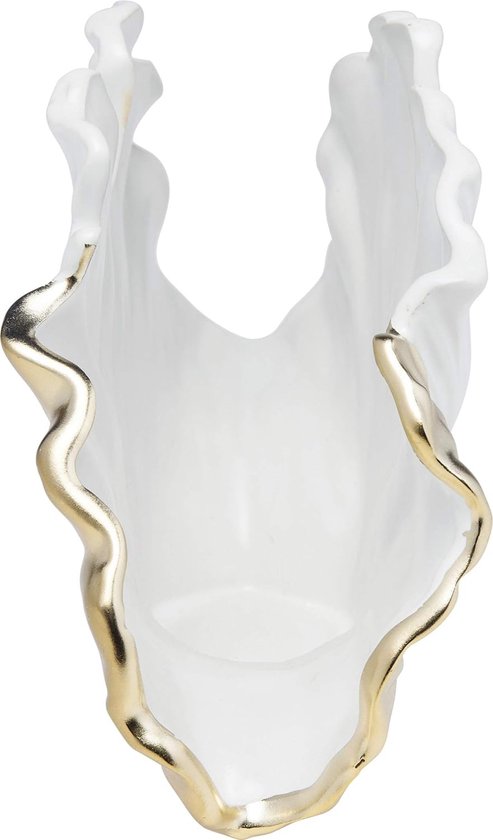 Design vaas Ginkgo Elegance, goud/wit, keramische vaas, ginkgo-blad, 18 ...