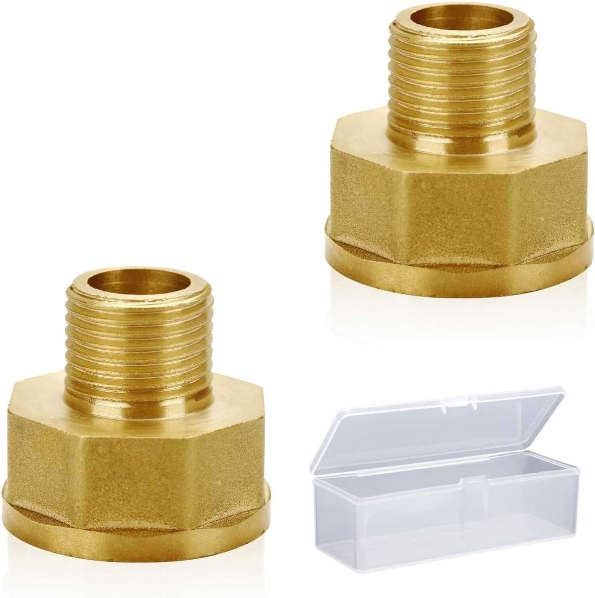 2 Stuks - Messing Verloopstukken 1/2 Inch naar 3/4 Inch - Met Duidelijke Schroefdraad... | bol