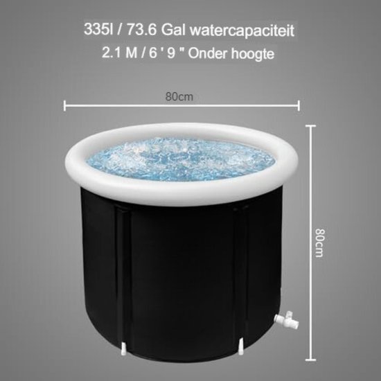 Ijsbad Opblaasbaar - Ice Bath - Dompelbad - Zwart - 80cm | bol