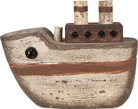 Clayre & Eef Decoratie Model Boot 12 cm Beige Bruin Hout IJzer | bol