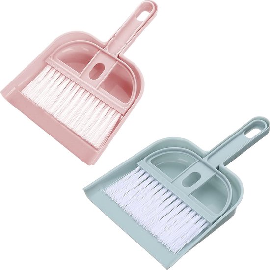 Set van 2 veegschoppen en bezems, mini-bezemset, met handbezem en schep ...